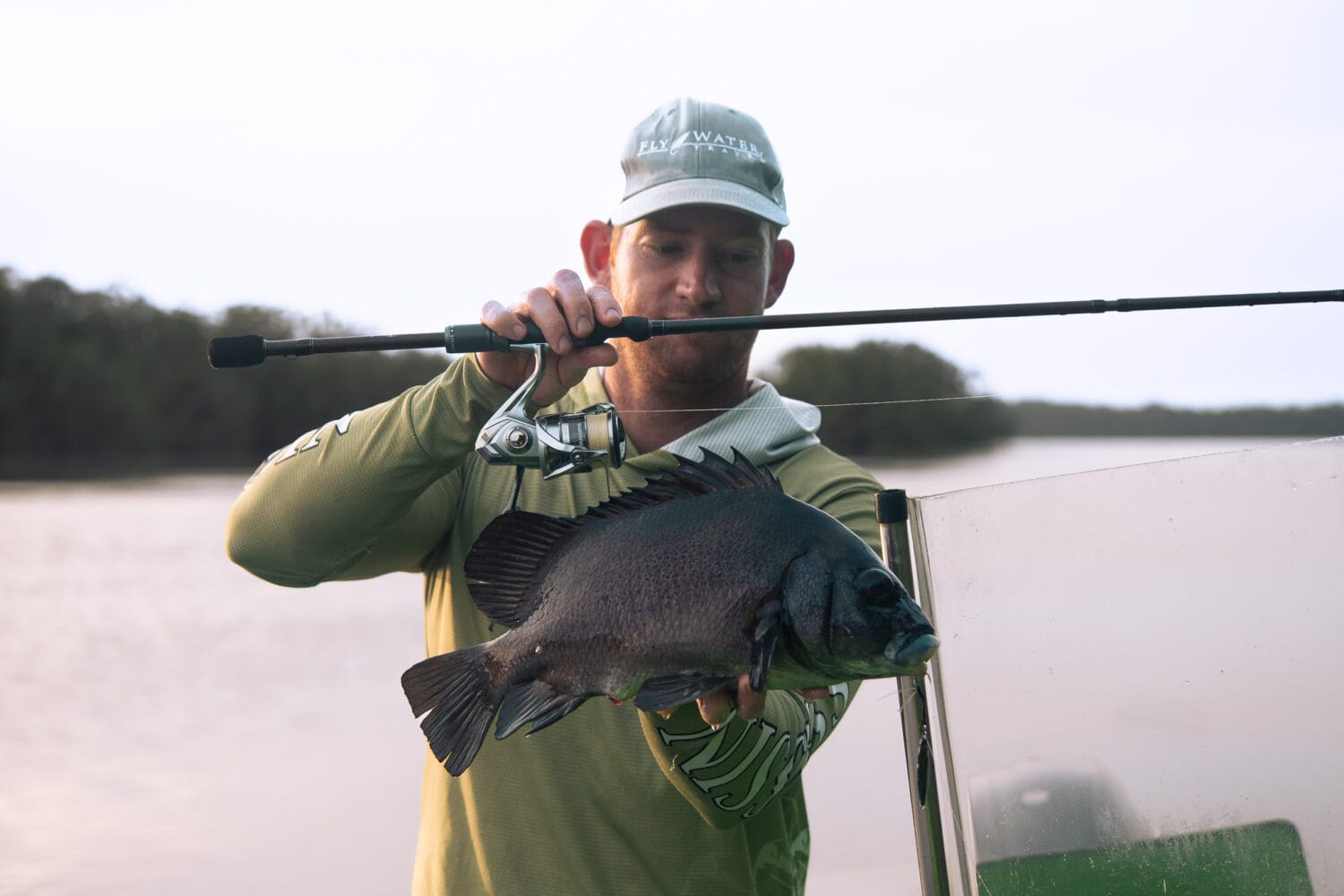 Gabon; Exploratory mirco jig fishing on the upper reaches of the Sette ...